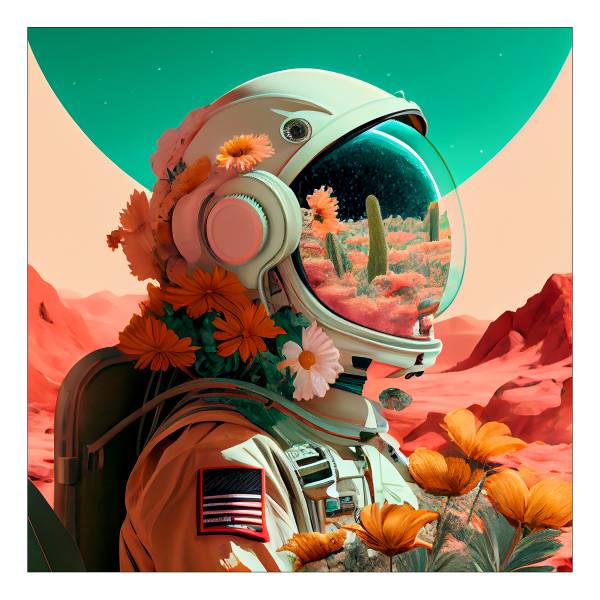 Glazen afbeelding Flowerstronaut On Mars kopen | home24