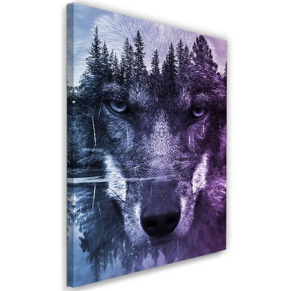 Wandbild abstrakter wolf wald und see kaufen | home24