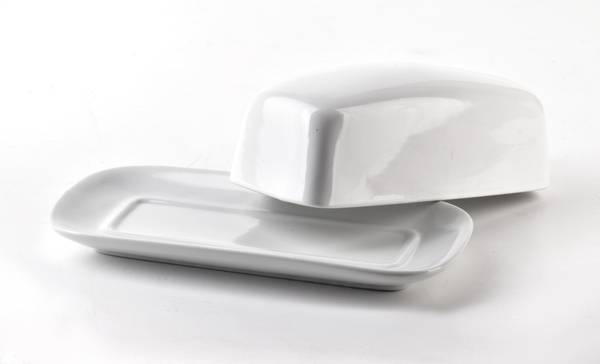 Porzellan Butterdose Weiss