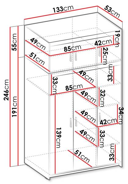 Kleiderschrank 3D mit Aufsatz Elena kaufen | home24