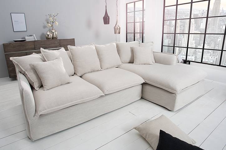 Ecksofa HEAVEN 255cm beige Leinen kaufen | home24