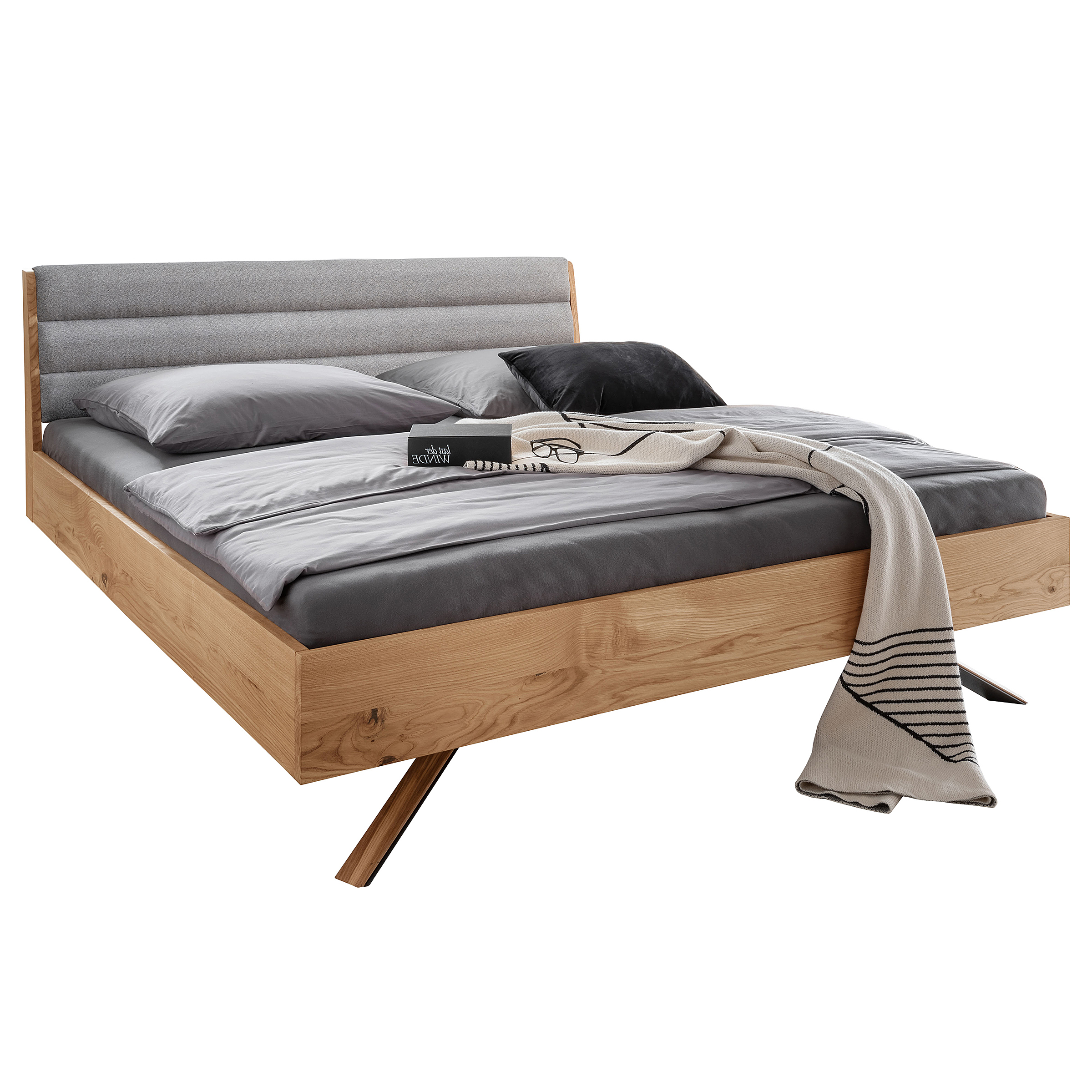 Massivholzbett Rubba mit Polsterkopfteil kaufen | home24