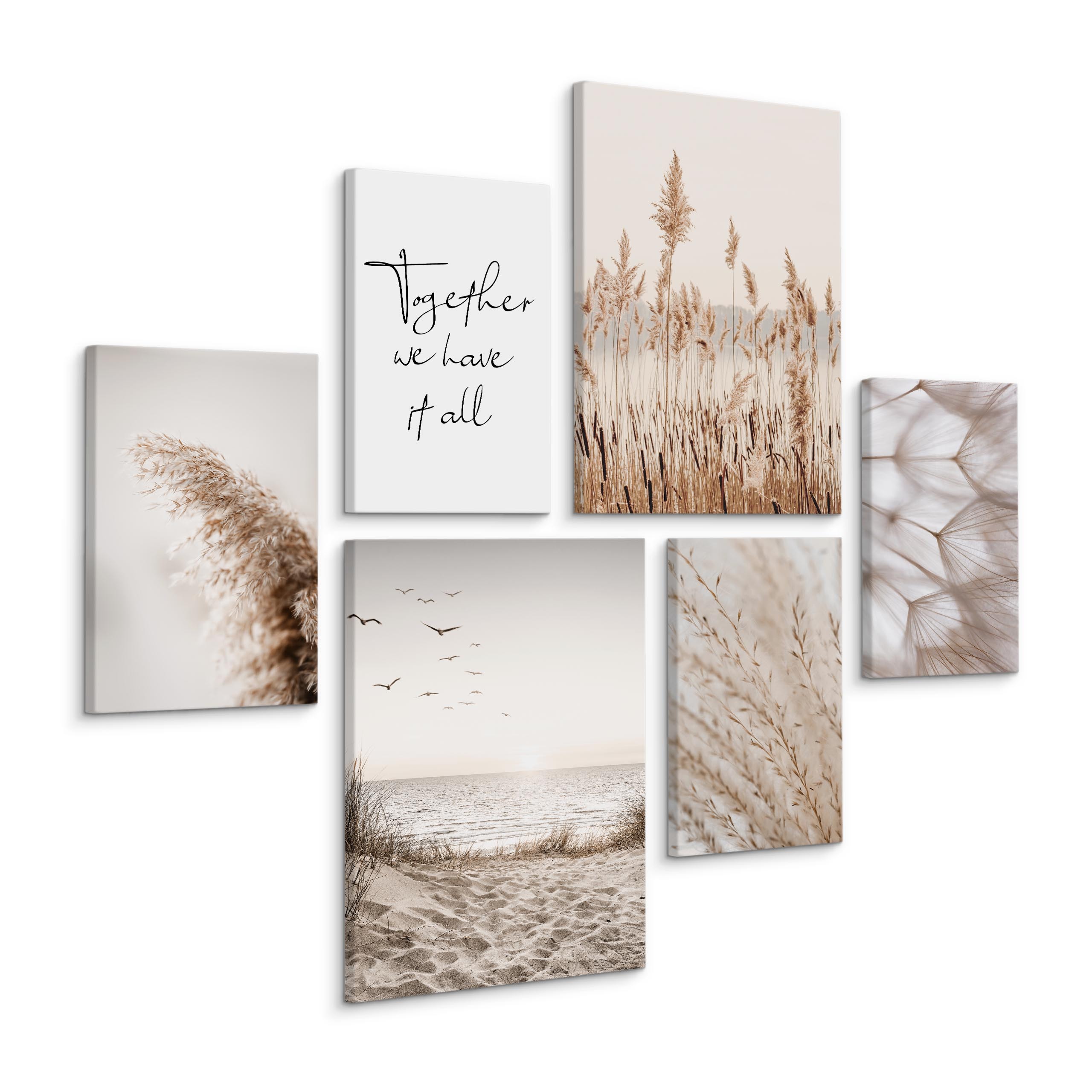 Leinwandbilder Set Strand Pflanzen Zitat kaufen | home24