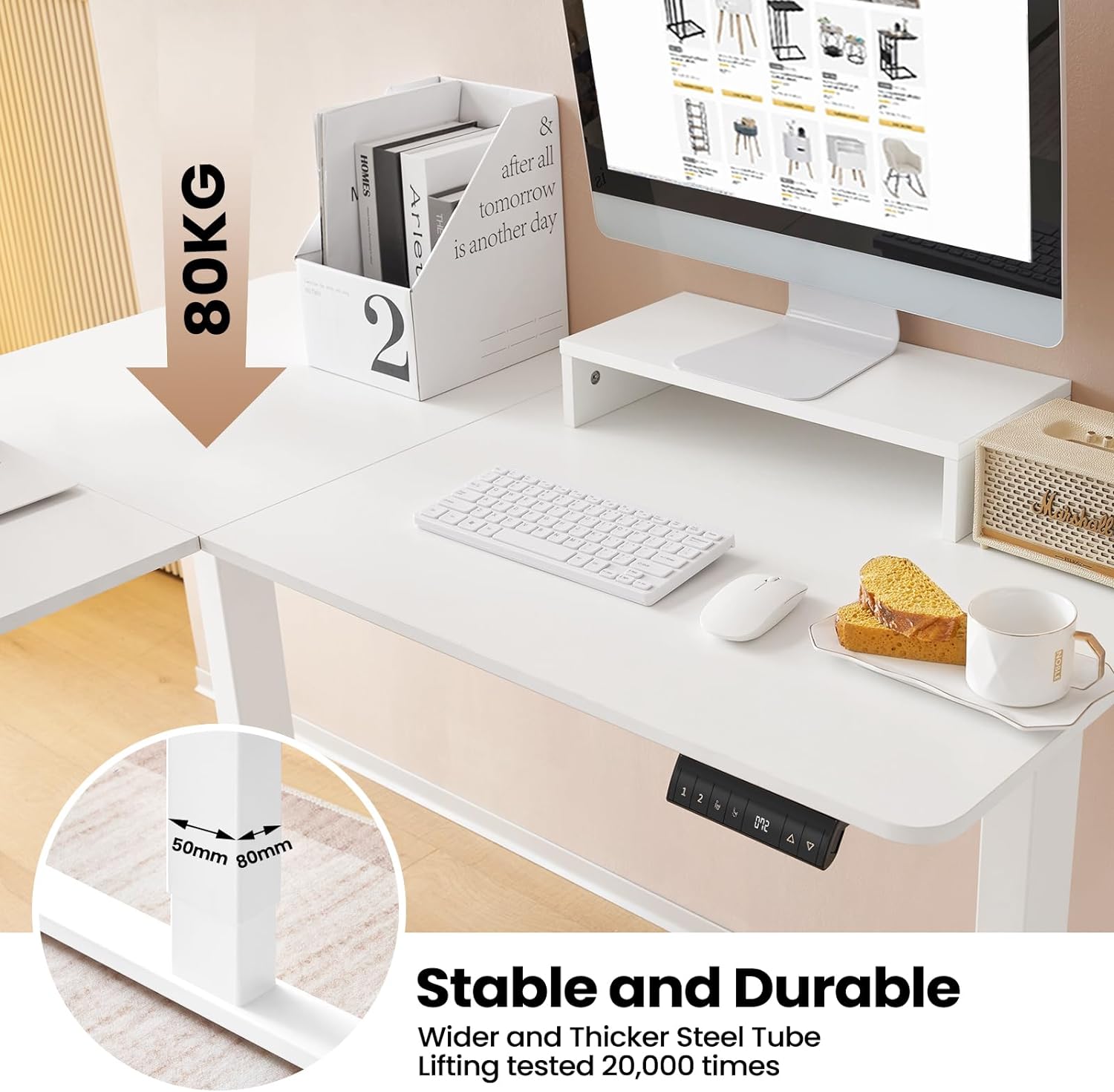 Shallow white desk store