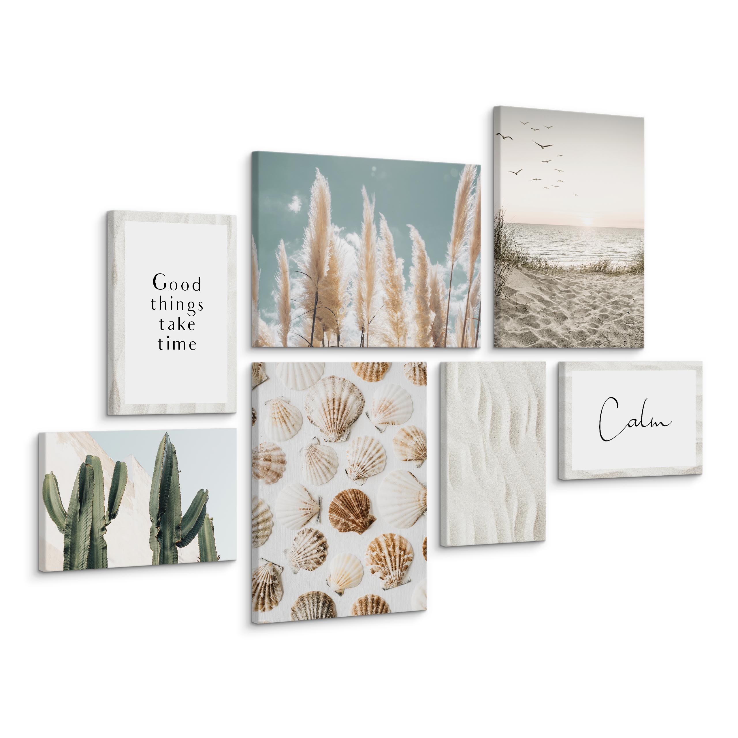 Leinwandbilder Set Strand Pflanzen Zitat kaufen | home24