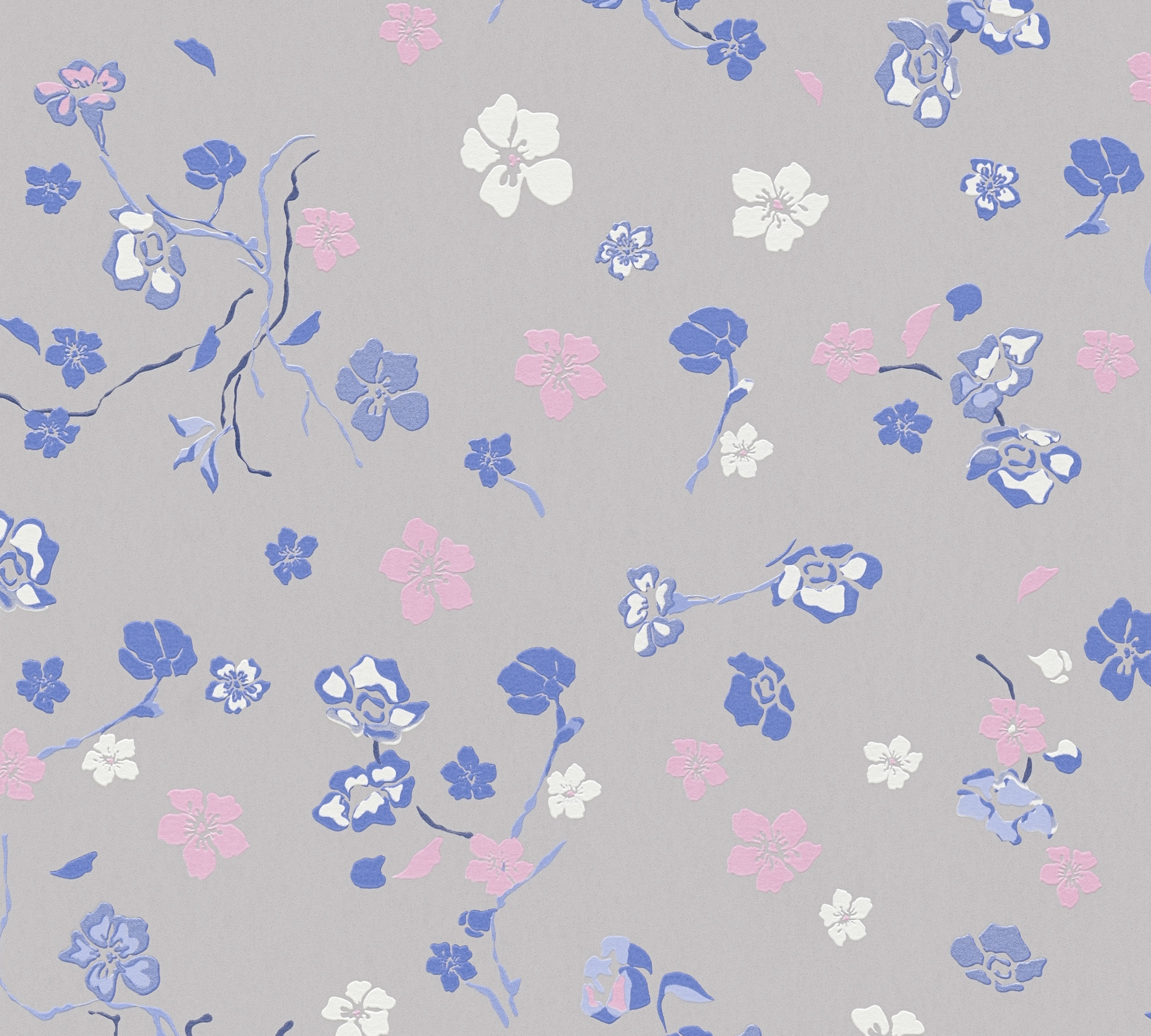 Vliestapete Floral Grau Blau Rosa Weiß kaufen | home24