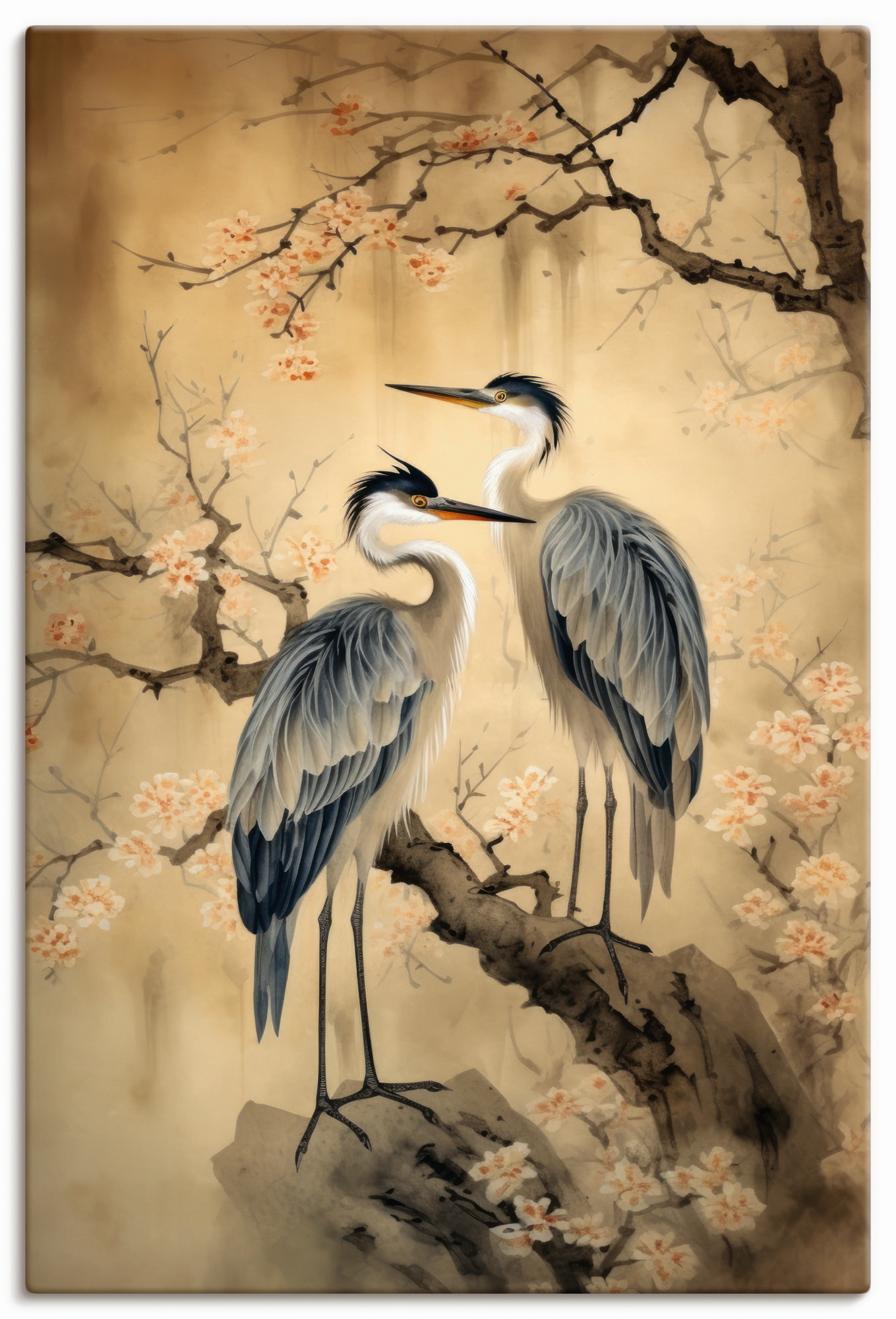 Leinwandbild Kraniche und Kirschblüten kaufen | home24