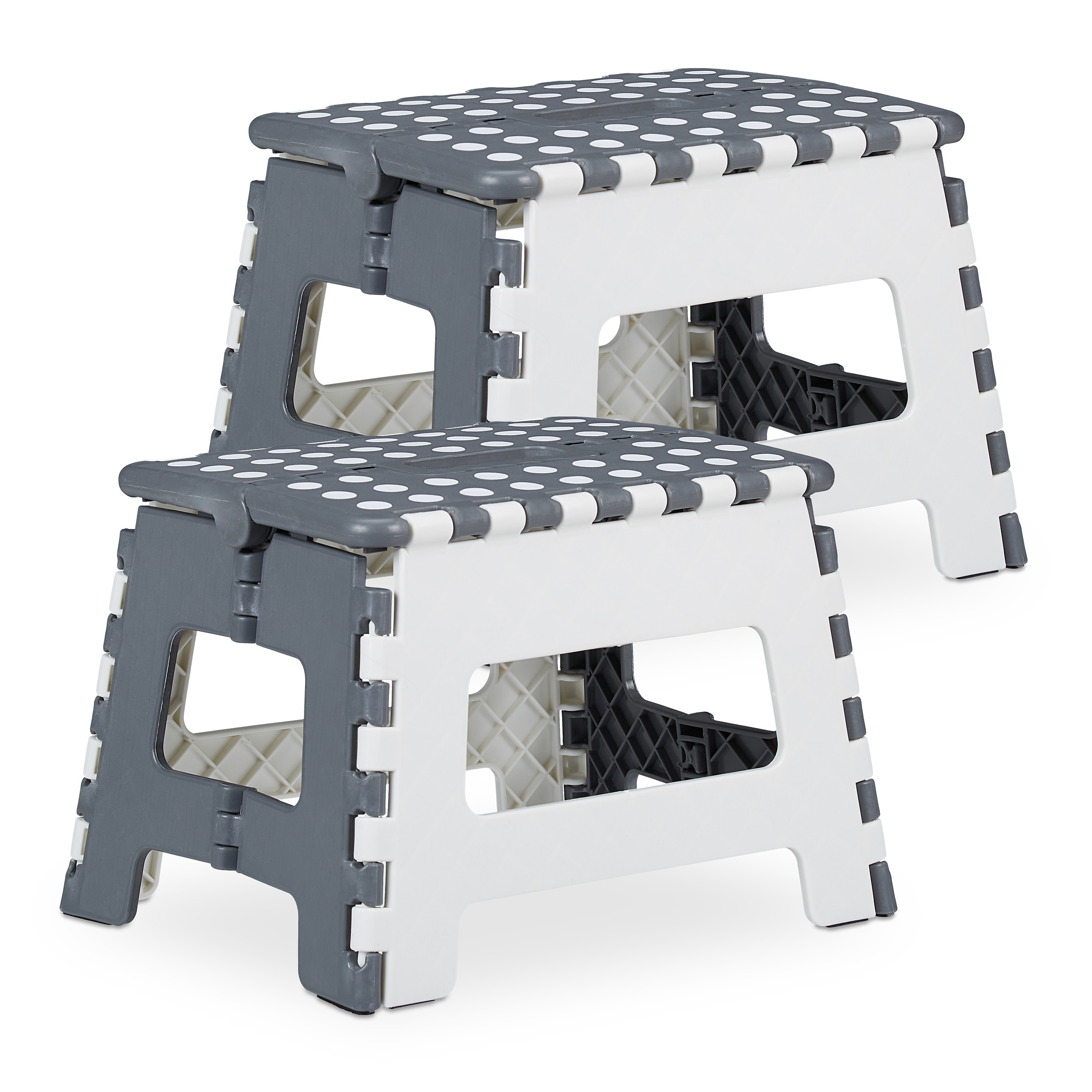 2x tabourets pliants bas en gris-blanc | Je commande ! | home24