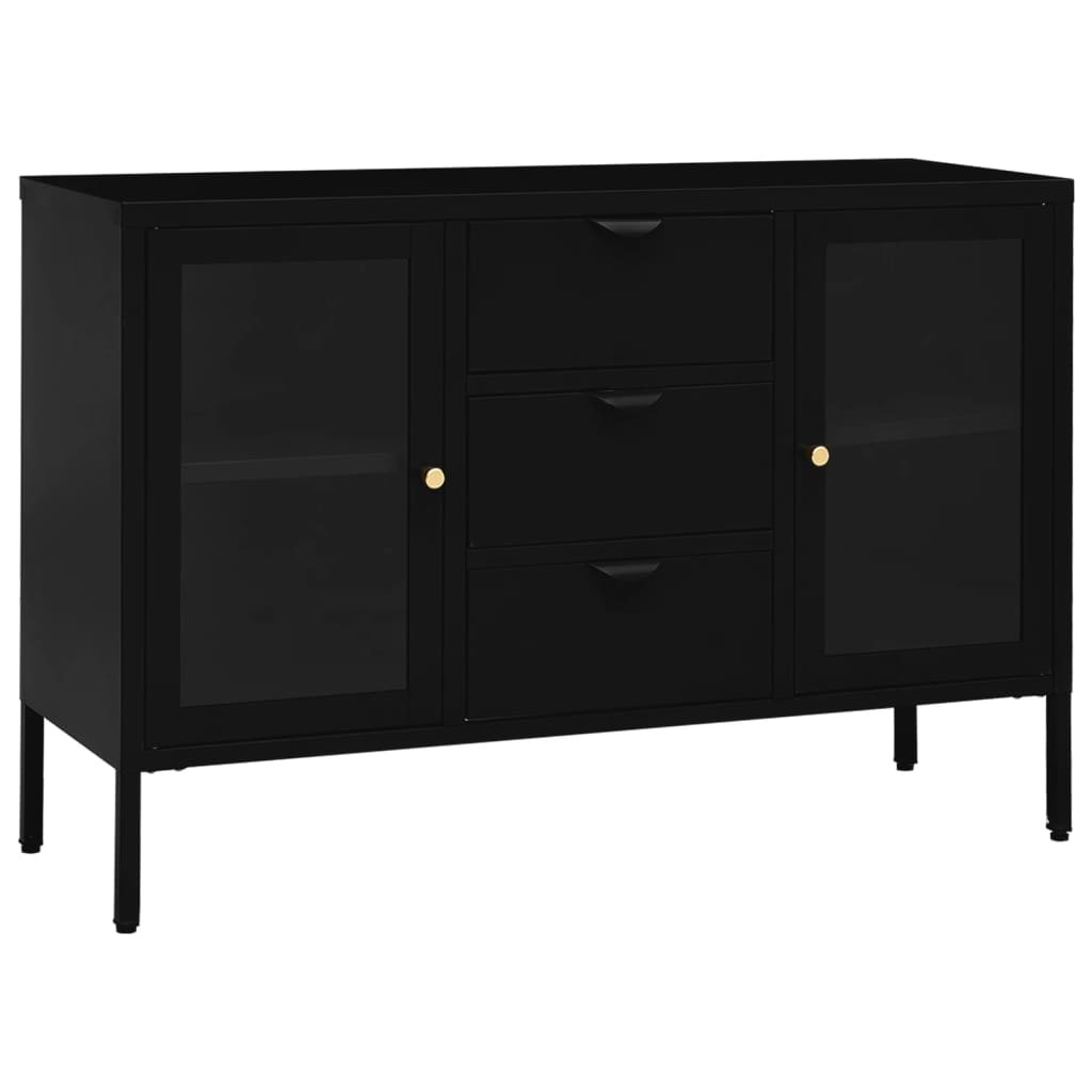 Sideboard BULORE Stahl und Glas Schwarz kaufen | home24