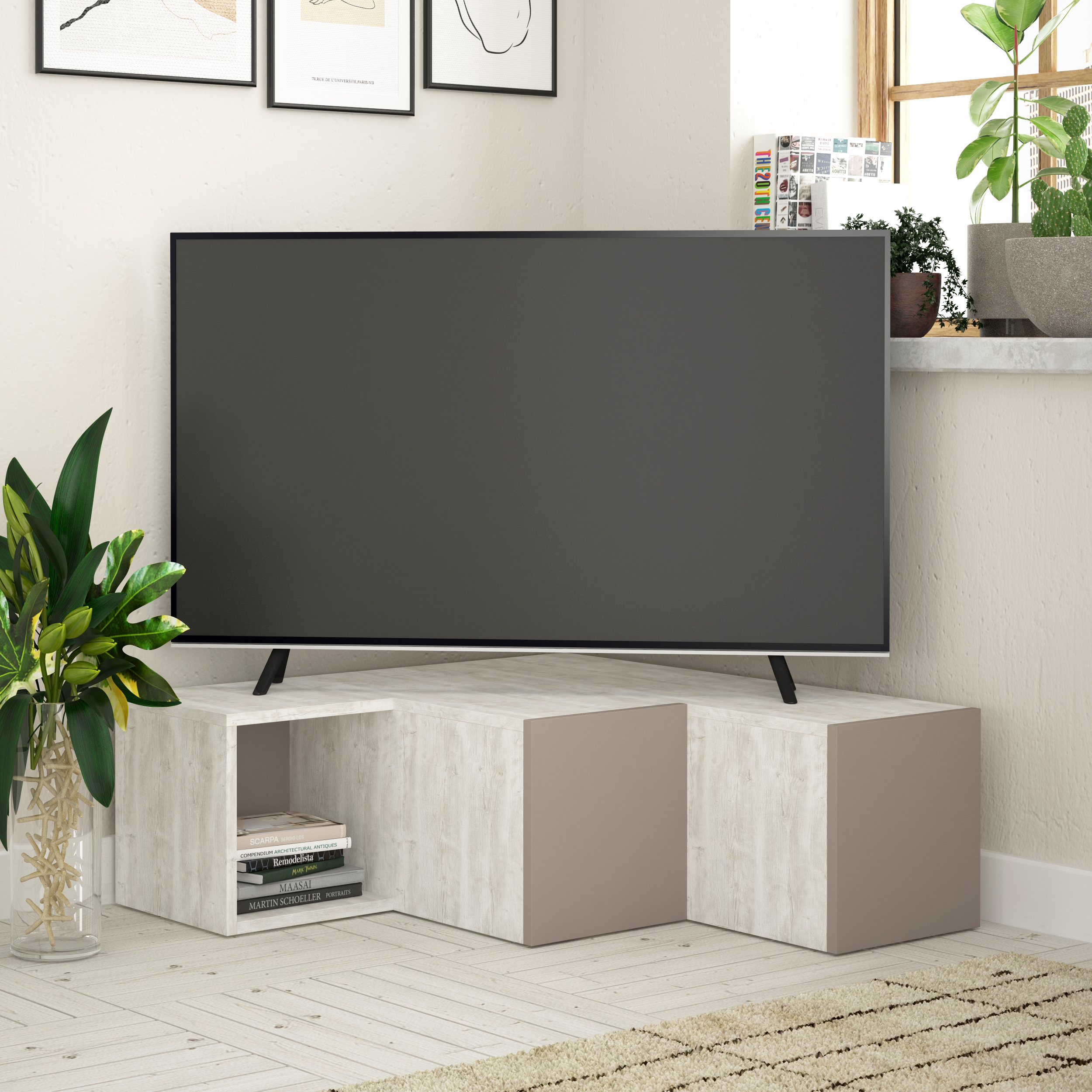 Compact corner tv stand store