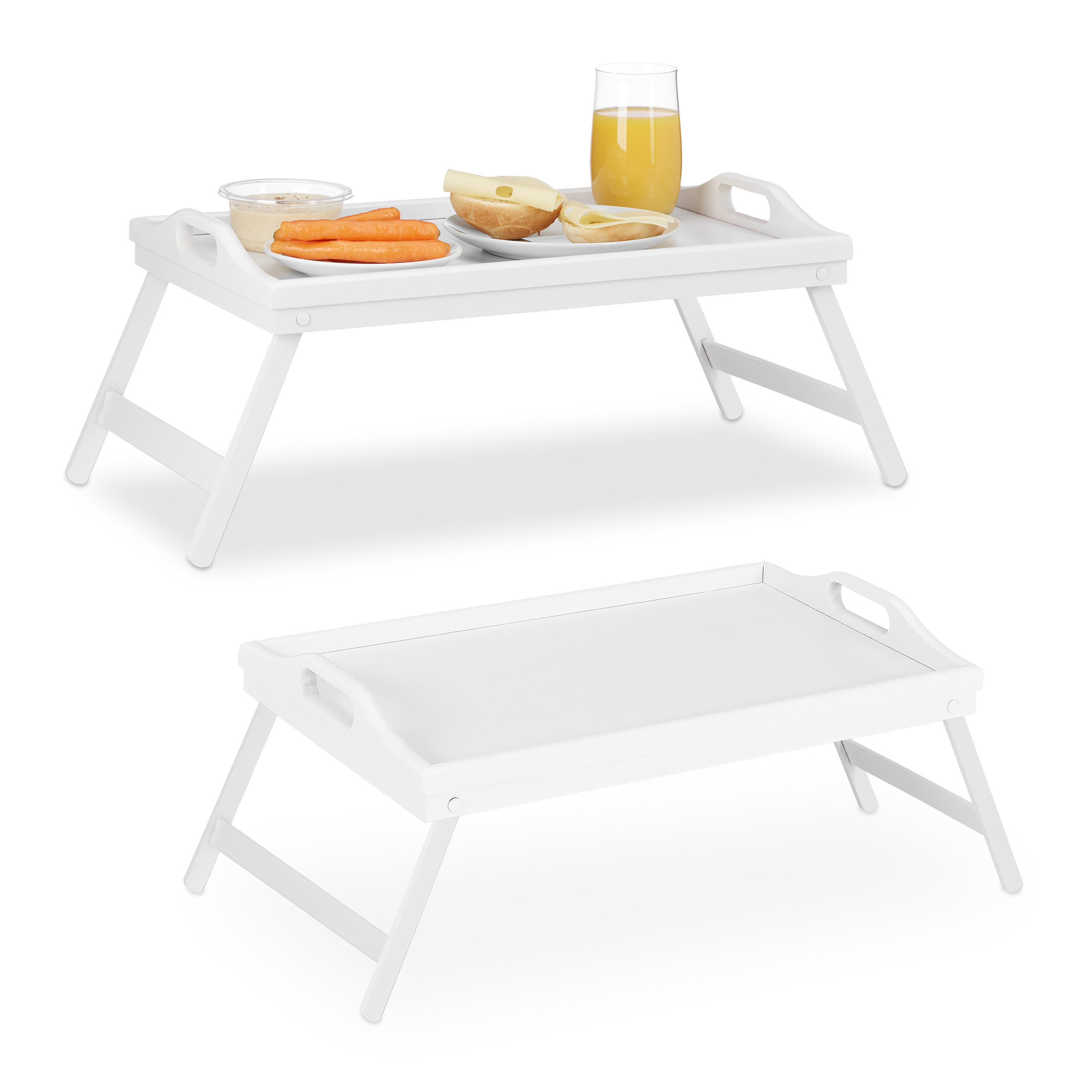 2x Tablette de Lit Pliante Bambou Blanc | Je commande ! | home24
