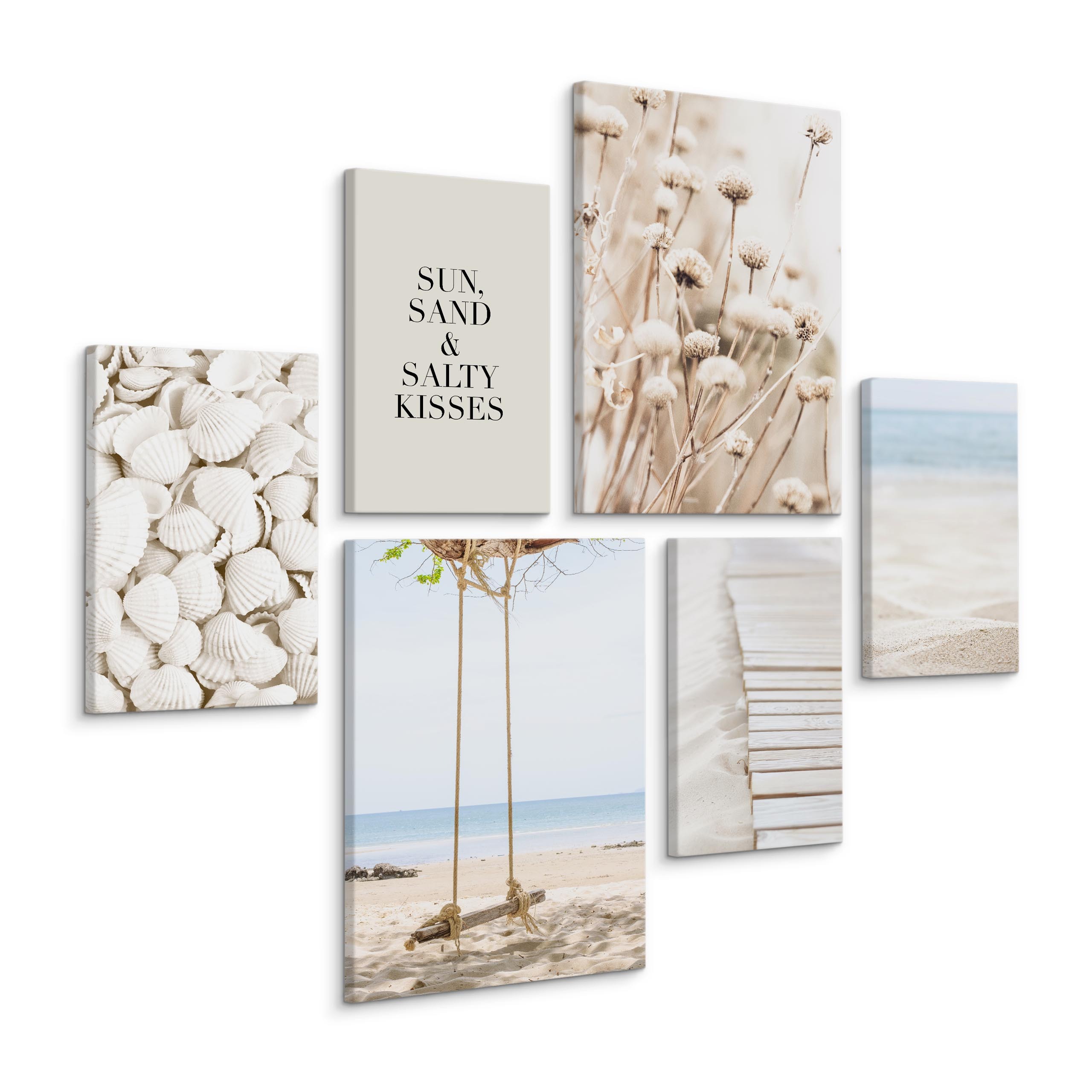 Leinwandbilder Set Strand Pflanzen Zitat kaufen | home24