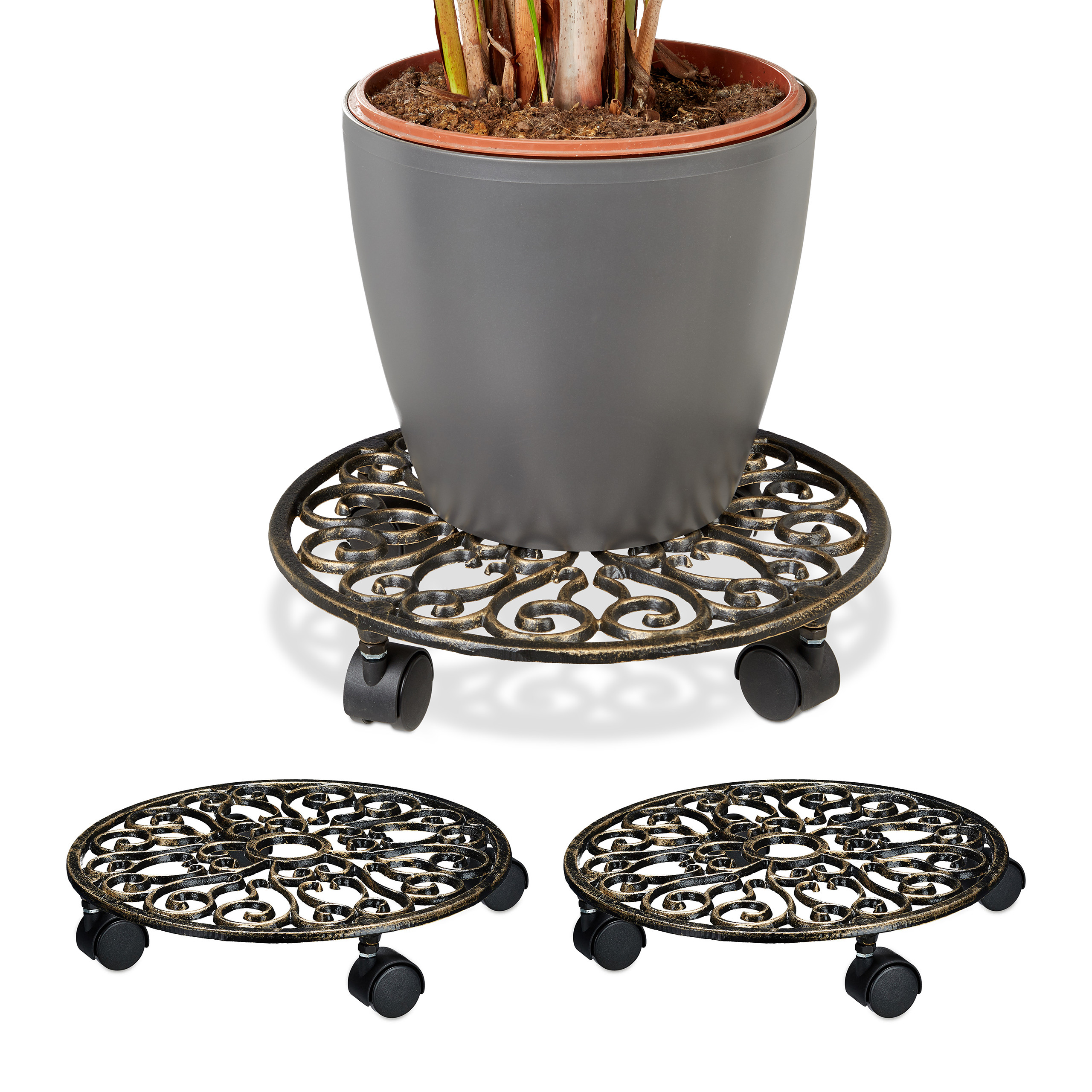 3 x Pflanzenroller Gusseisen rund kaufen | home24