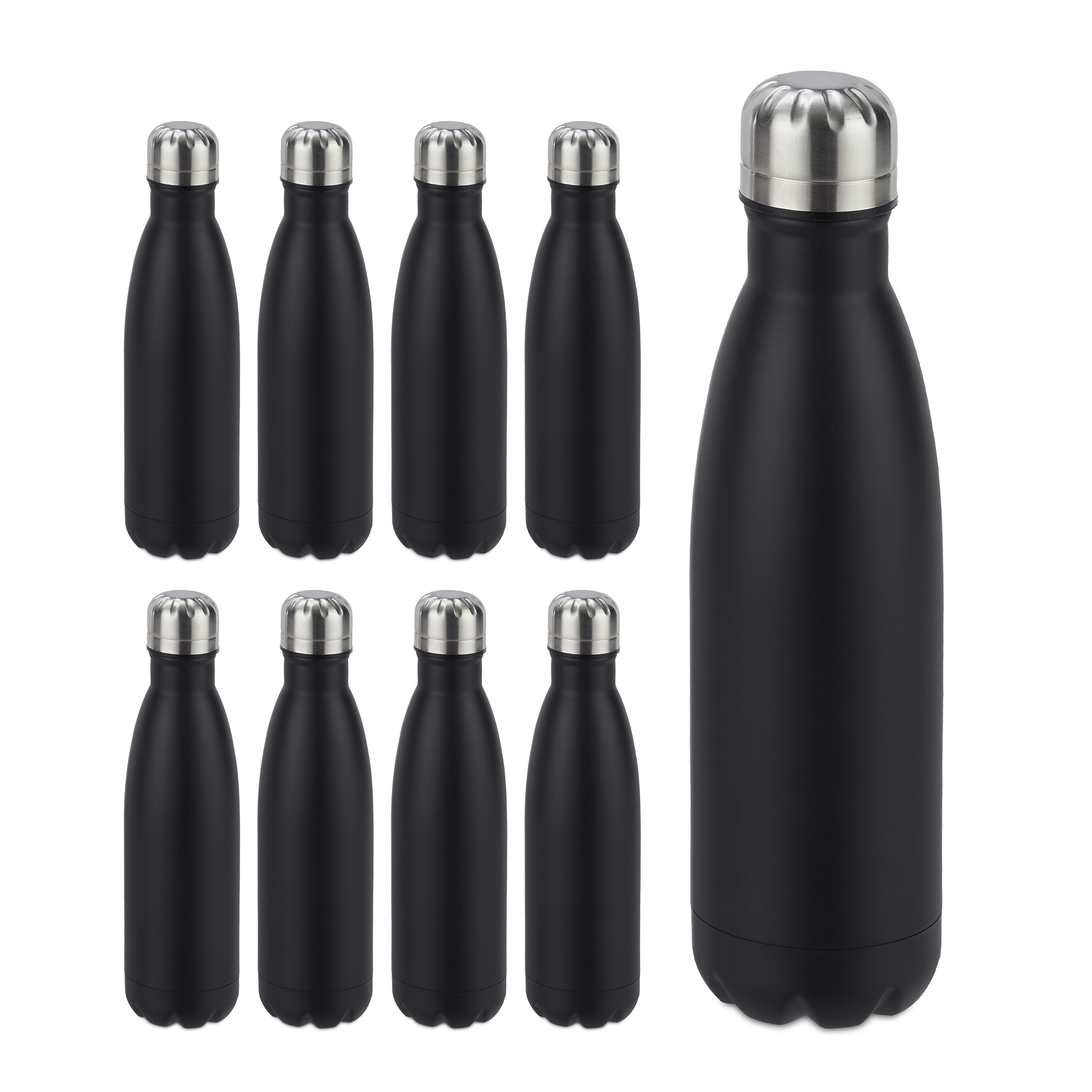 Lot de 9 gourdes inox bouteille eau noir | Je commande ! | home24