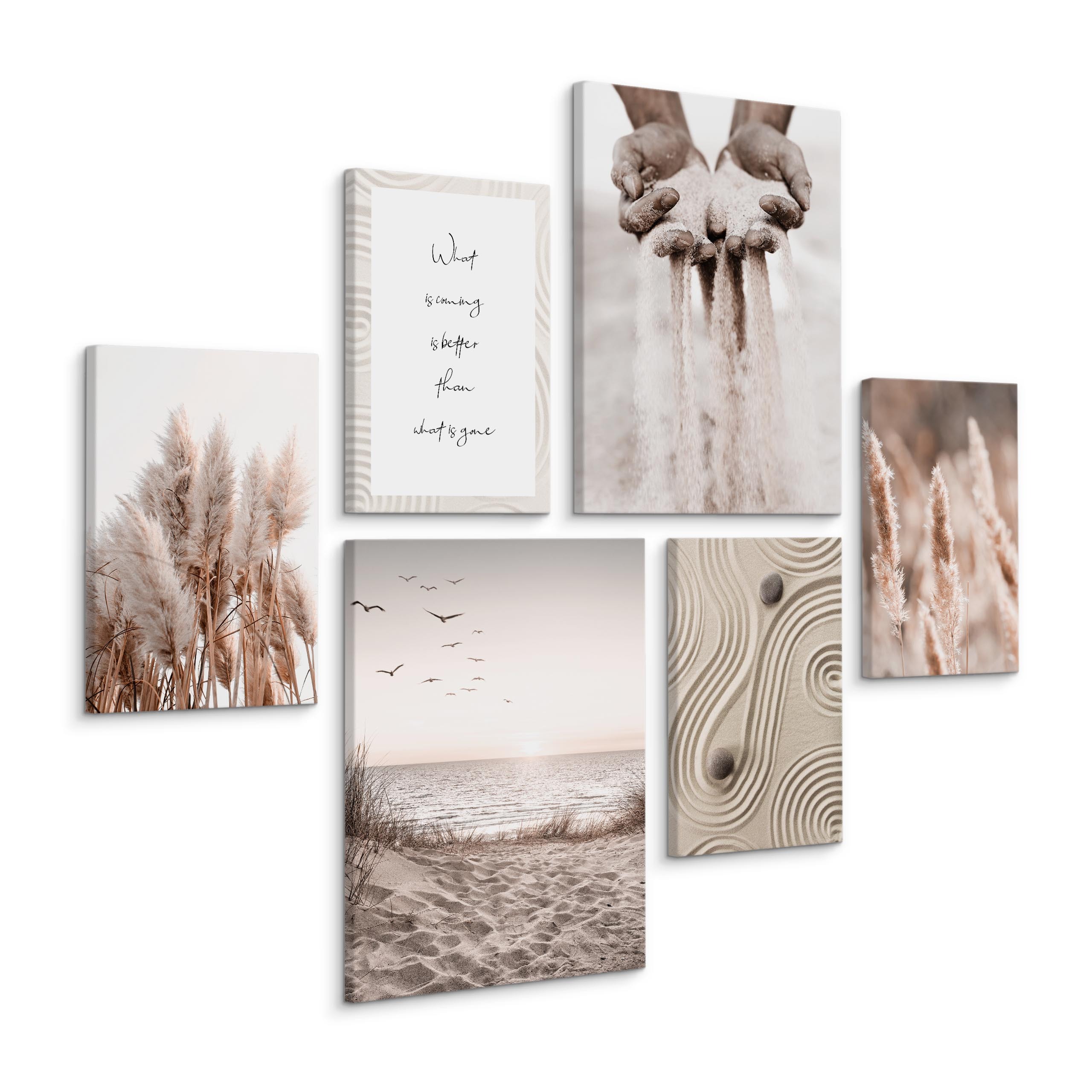 Leinwandbilder Set Strand Pflanzen Zitat kaufen | home24