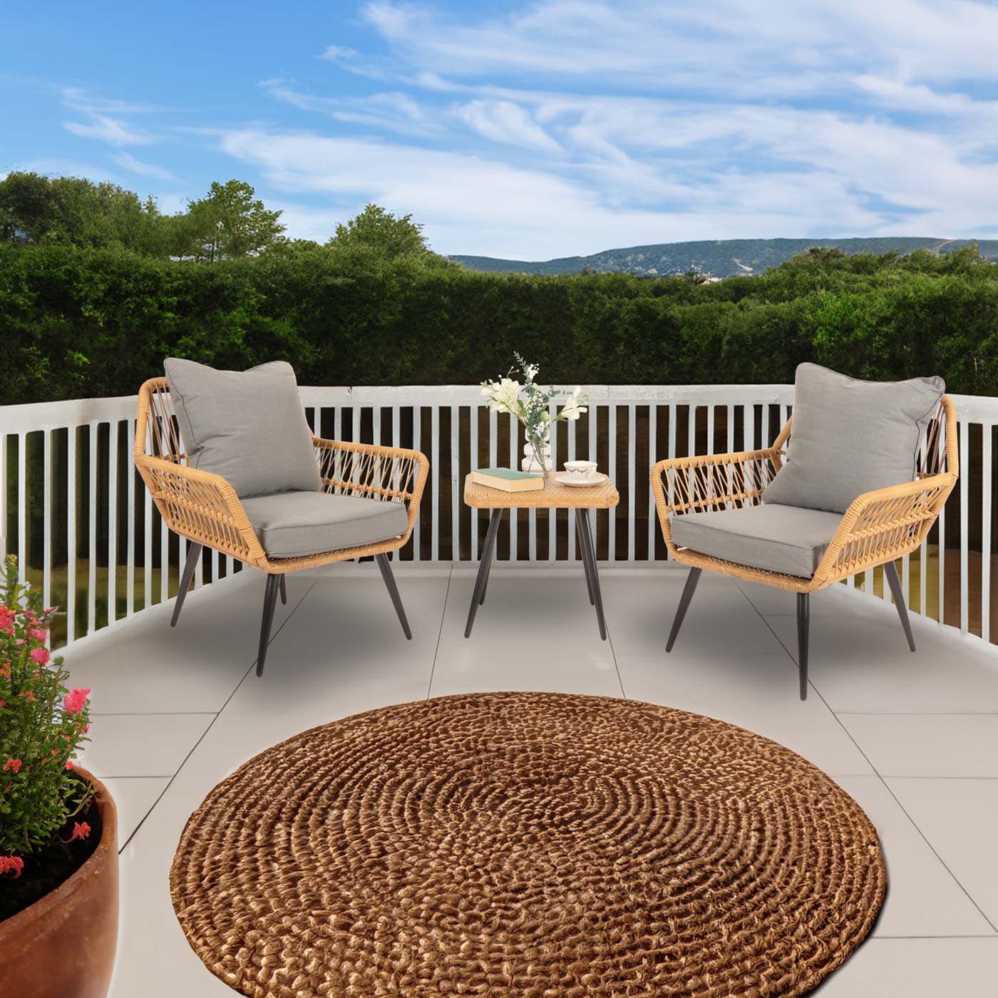 Wicker rattan bistro set store