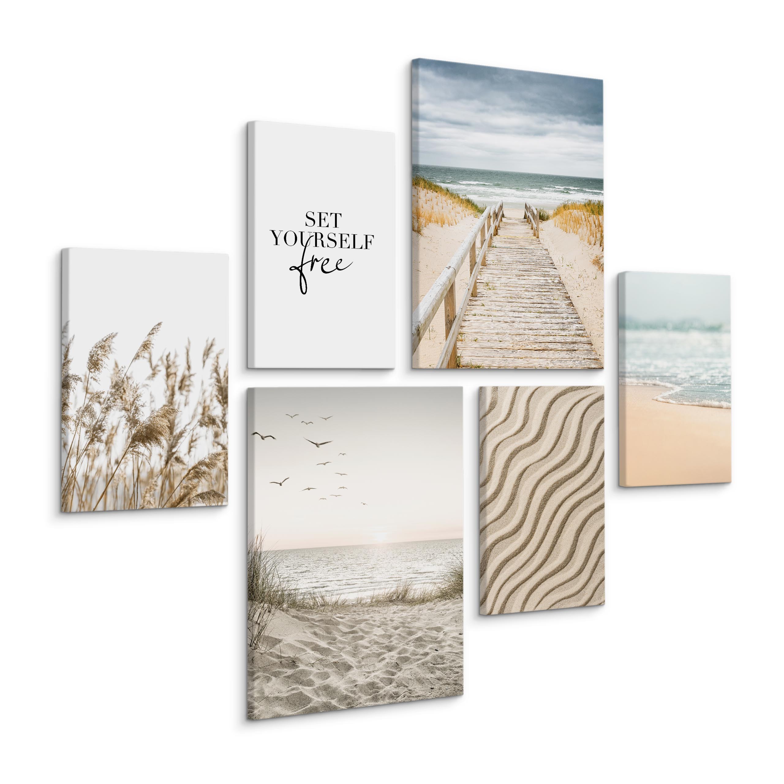 Leinwandbilder Set Strand Meer Dünen 3D kaufen | home24