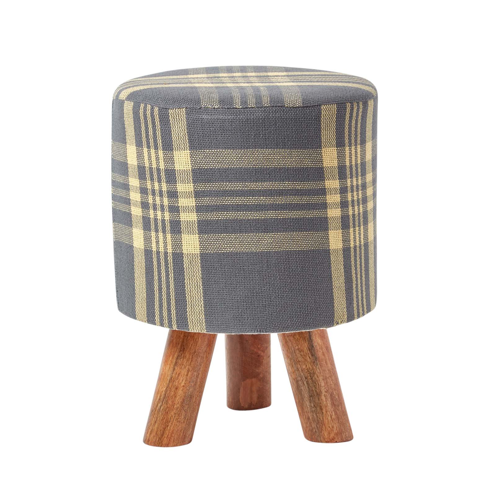Hocker in grau-gelb-karriert Holzfüße kaufen | home24