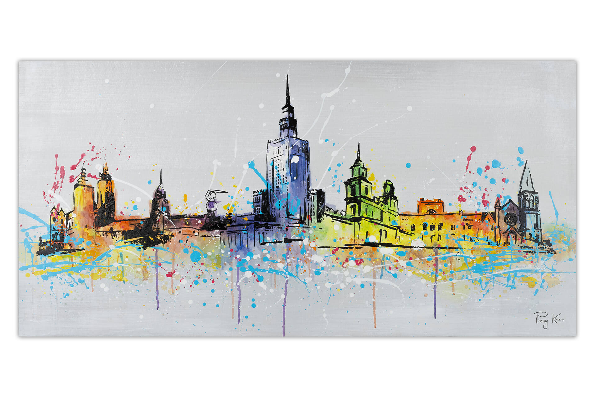 Bild gemalt Warsaw Skyline Silhouette kaufen | home24