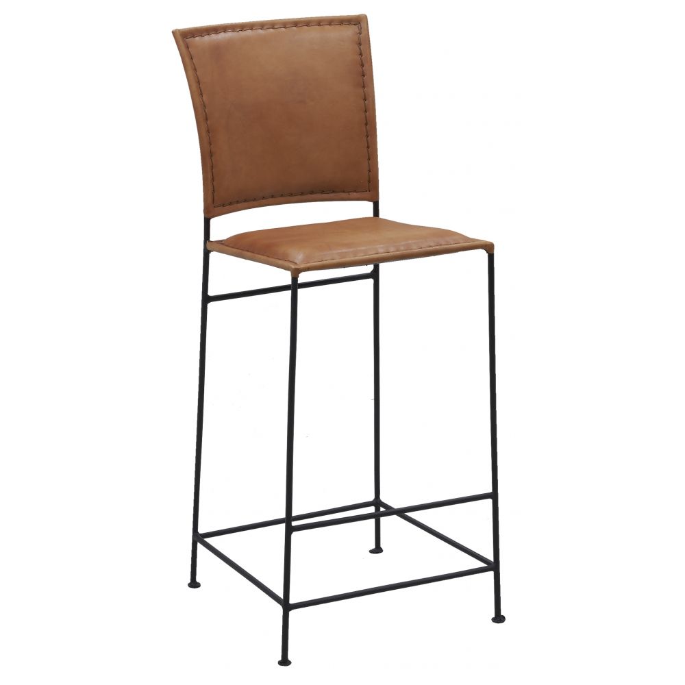 Tabouret De Bar En Cuir De Ch vre Et M t Je Commande Home24 tabouret-de-bar-en-cuir-de-ch-vre-et-m-t-je-commande-home24