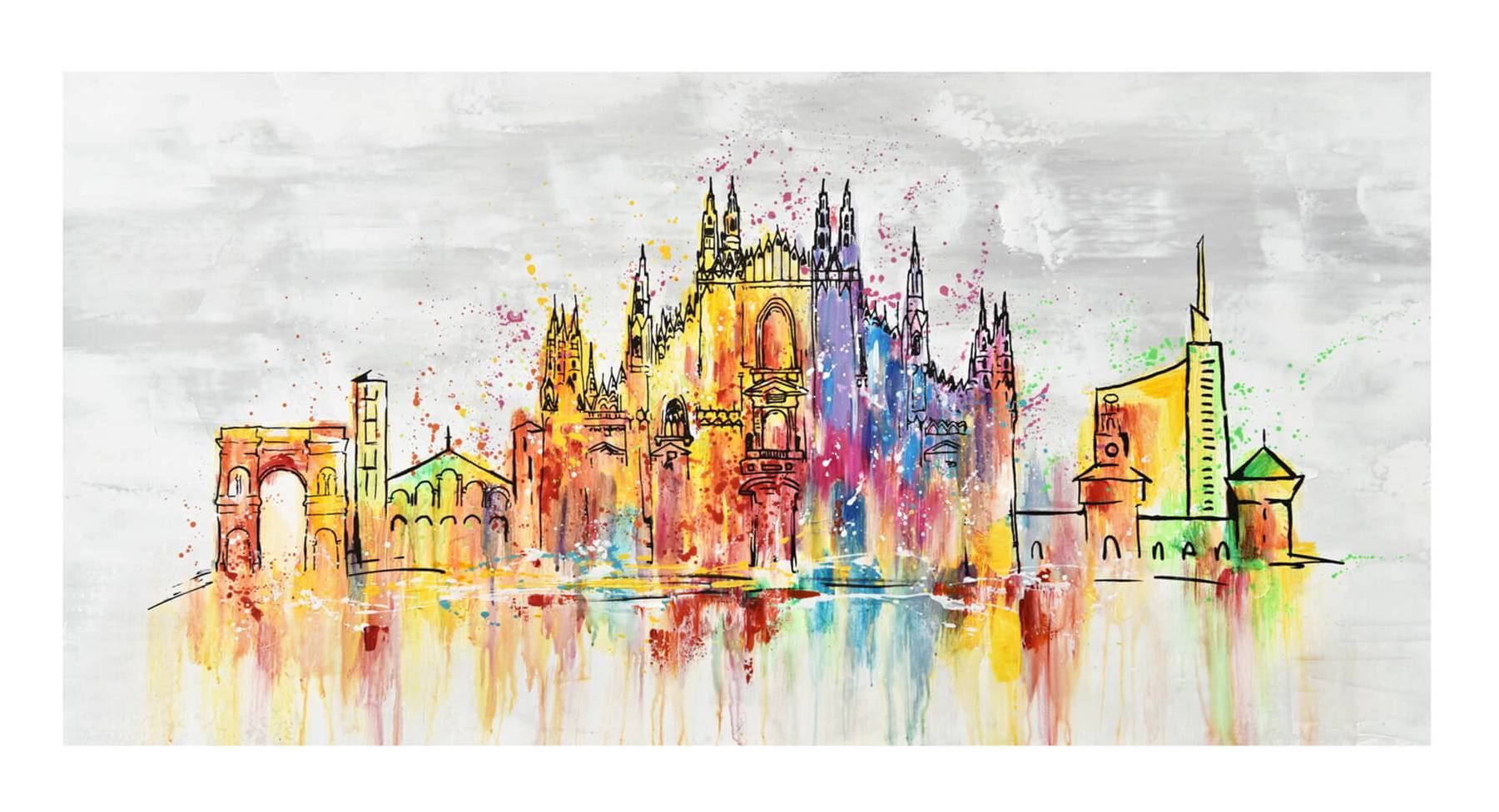 Bild gemalt Mailand Skyline Silhouette kaufen | home24
